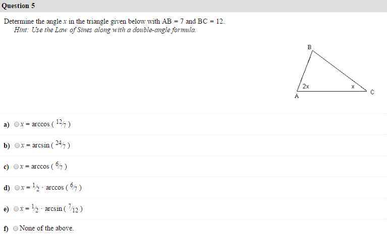 Solved Determine the angle x in the triangle given below | Chegg.com