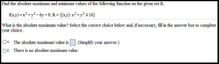 Solved Find The Absolute Maximum And Minimum Values Of The