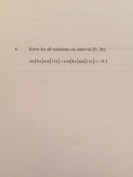 Solved Solve for all solutions on interval [0, 2 pi). | Chegg.com