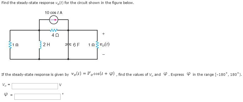 Solved Find the steady-state response vo(t) for the circuit | Chegg.com