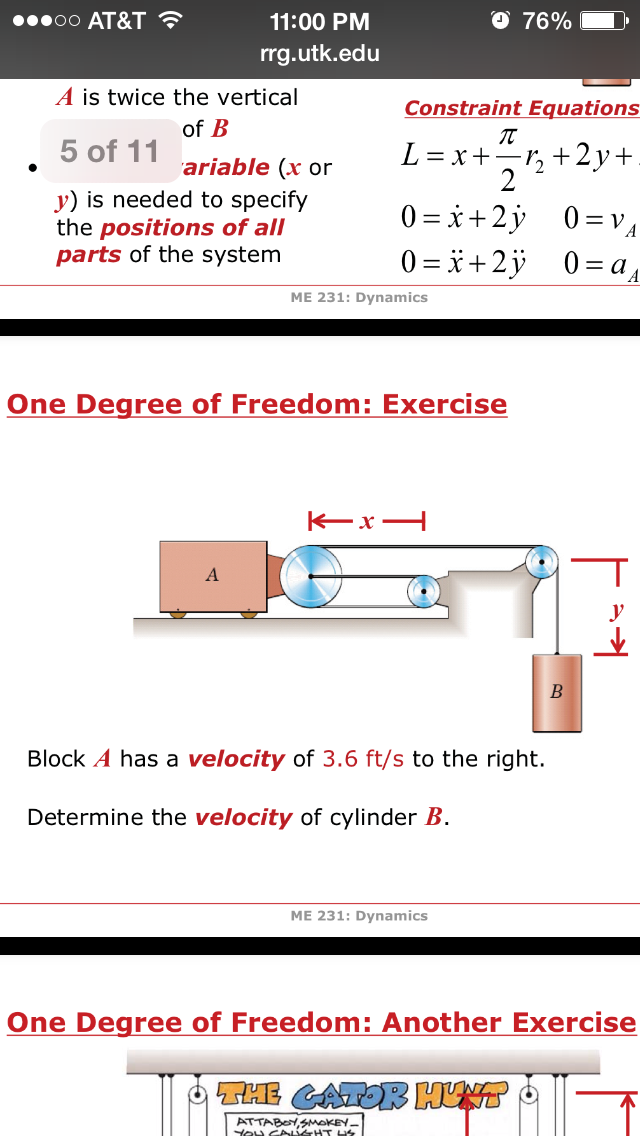 Solved if block a has a velocity of 3.6 ft/sec to the right, | Chegg.com