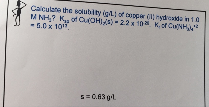 Solved Calculate the solubility (g/L) of copper (II) | Chegg.com