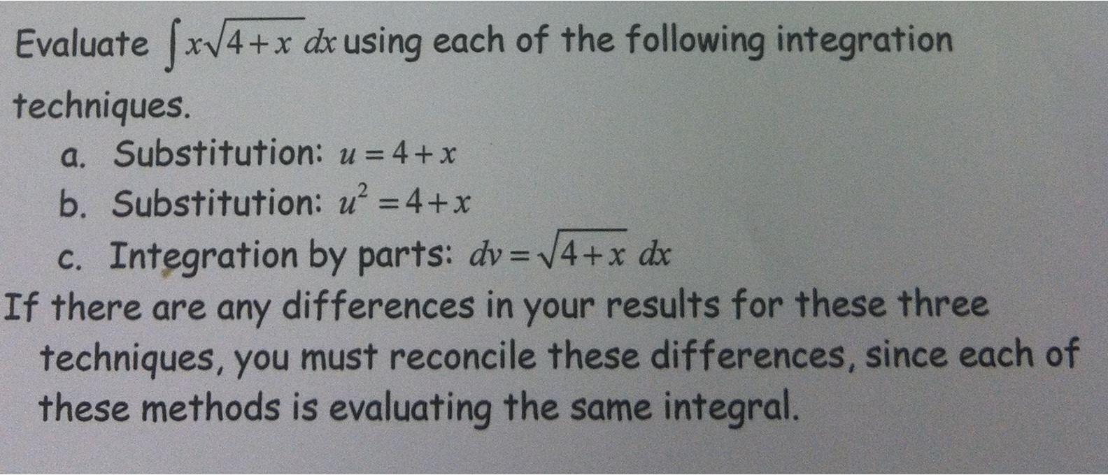 Solved Evaluate each of the following integration | Chegg.com