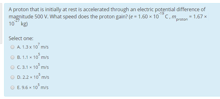 Solved A proton that is initially at rest is accelerated | Chegg.com