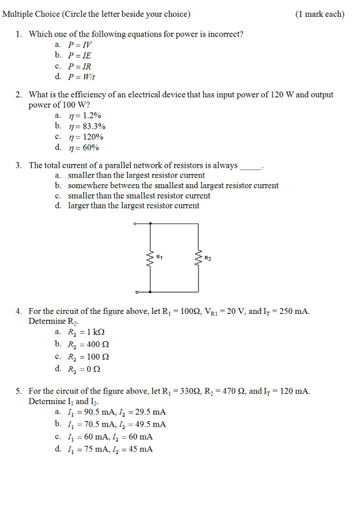 Solved Multiple Choice (Circle the letter beside your | Chegg.com