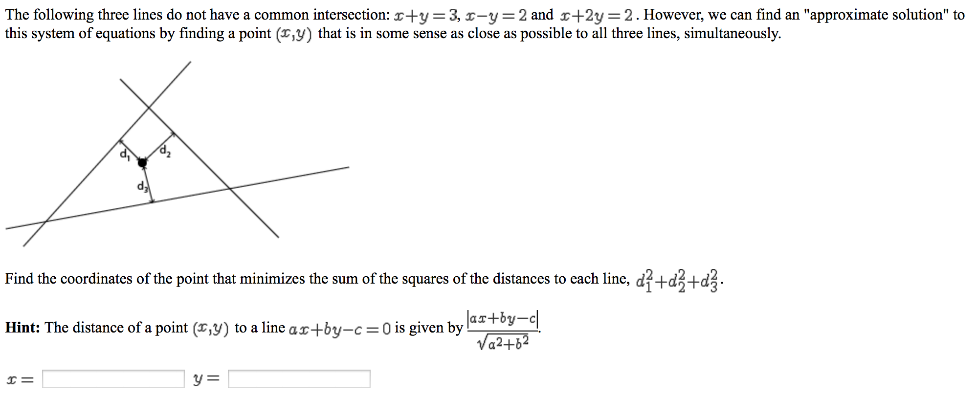 Solved The following three lines do not have a common | Chegg.com