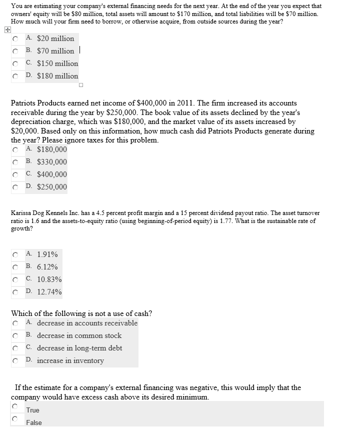 Solved You are estimating your company's external financing | Chegg.com