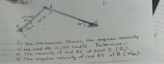 Solved In the mechanism shown, the angular velocity of the | Chegg.com
