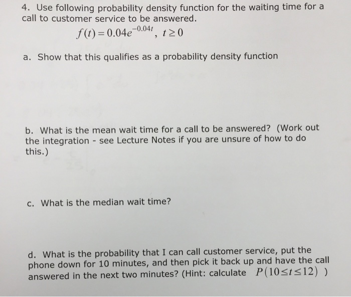 Solved Use following probability density function for the | Chegg.com