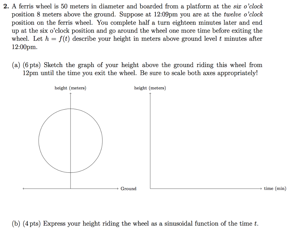 Solved 2. A ferris wheel is 50 meters in diameter and | Chegg.com