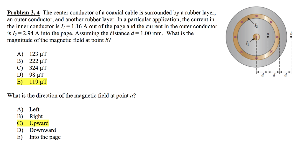 Solved Problem 3.4 The center conductor of a coaxial cable | Chegg.com
