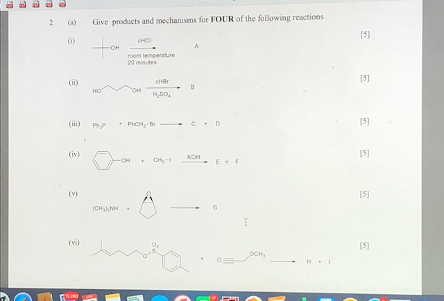 Solved 2 ( Give products and mechanisms for FOUR of the | Chegg.com