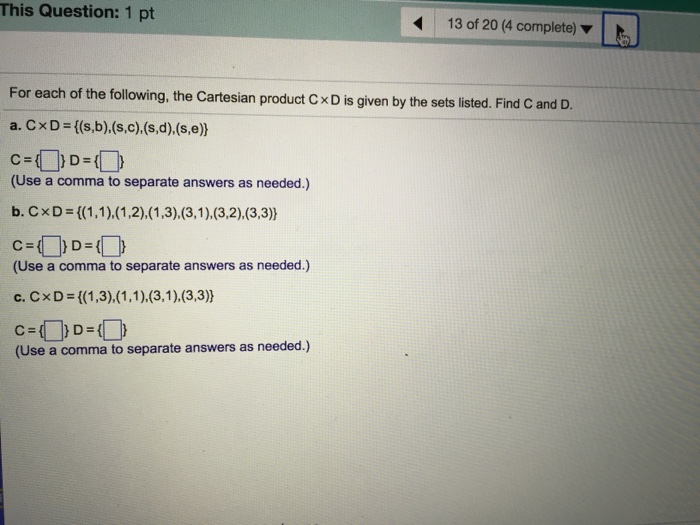 Solved For Each Of The Following The Cartesian Product C 