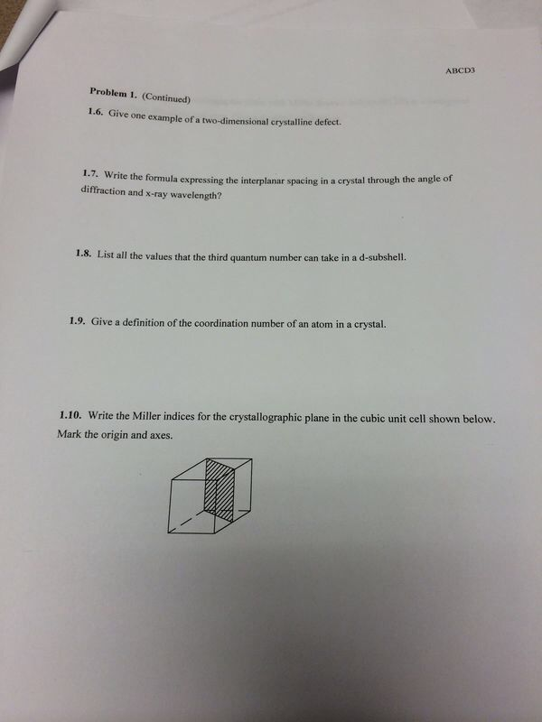 Solved Give one example of a two-dimensional crystalline | Chegg.com