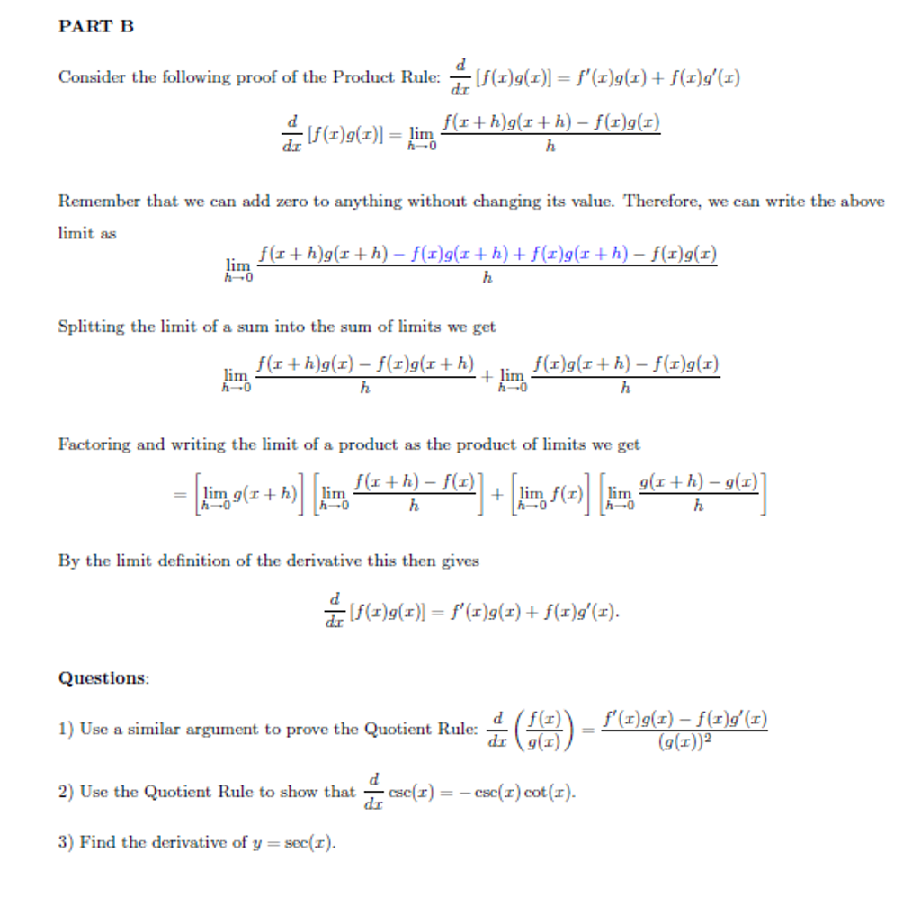 Solved Consider the following proof of the Product Rule: | Chegg.com