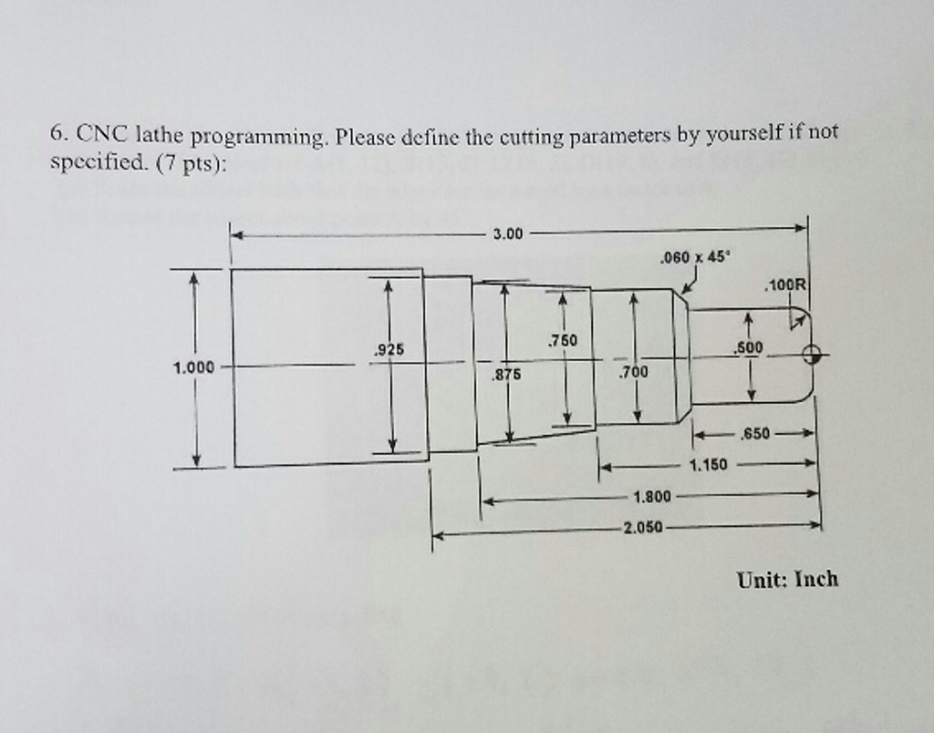 Solved CNC lathe programming. Please define the cutting | Chegg.com