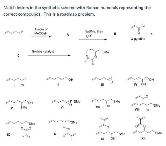 Solved Match letters in the synthetic scheme with Roman | Chegg.com