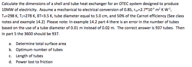 Solved Calculate the dimensions of a shell and tube heat | Chegg.com