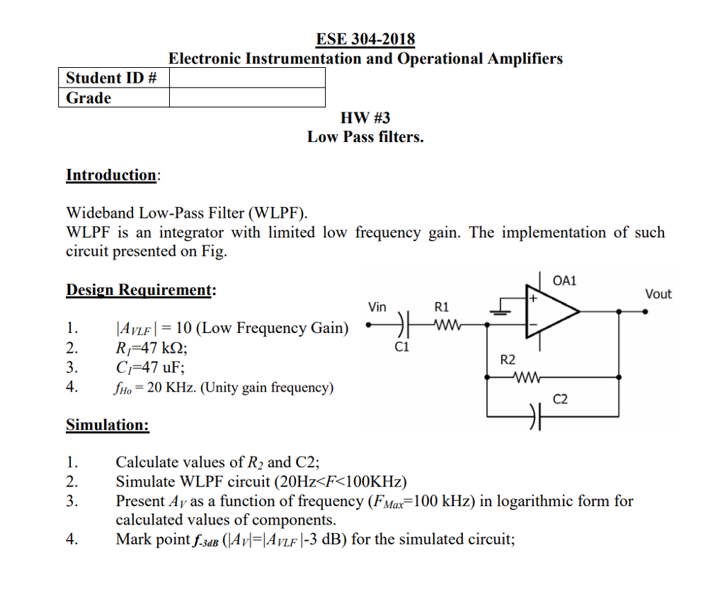 Solved ESE 304-2018 Electronic Instrumentation and | Chegg.com