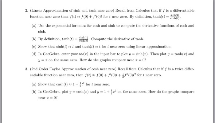 Solved Directions: The hyperbolic trigonometric functions | Chegg.com