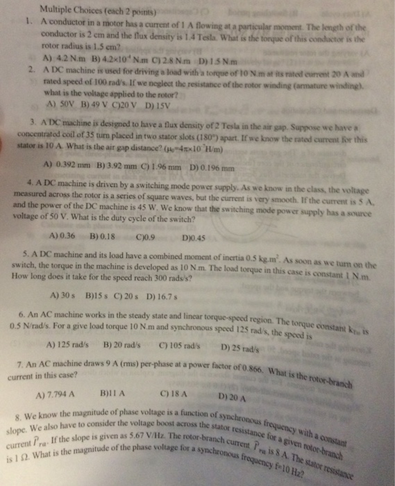 Solved Solve the multiple choice problems by only choosing | Chegg.com