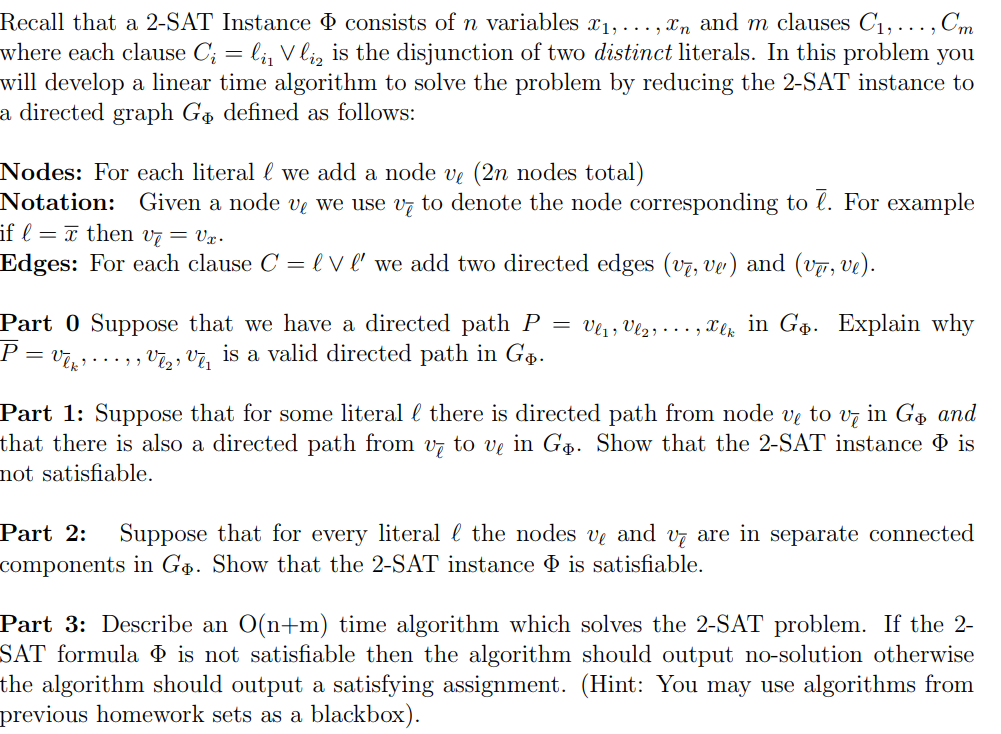 Solved ?? Recall that a 2-SAT Instance ? consists of n | Chegg.com
