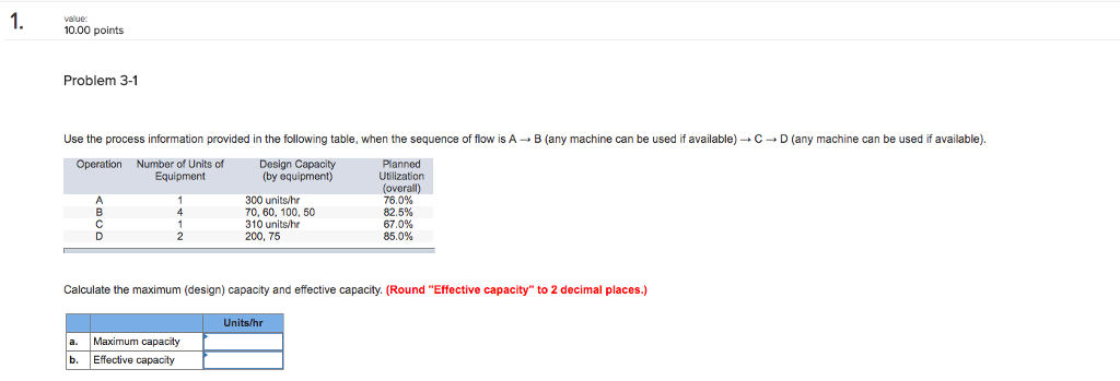 Solved Use the process information provided in the following | Chegg.com