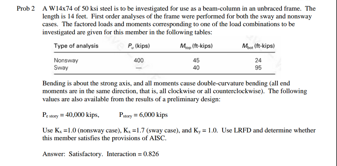 A W 14x74 of 50 ksi steel is to be investigated for | Chegg.com