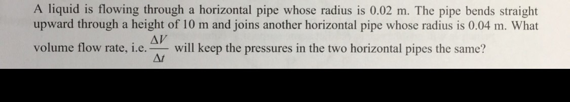 Solved A liquid is flowing through a horizontal pipe whose | Chegg.com