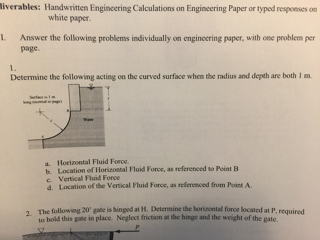Solved liverables: Handwritten Engineering Calculations on | Chegg.com