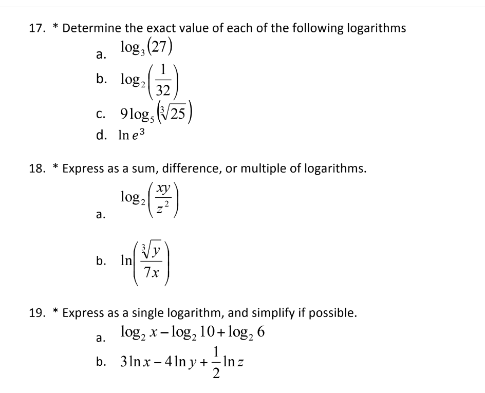 Solved 17. * Determine the exact value of each of the | Chegg.com