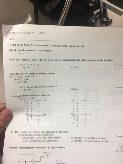 Solved Write T if the statement is true and 'F' if the | Chegg.com