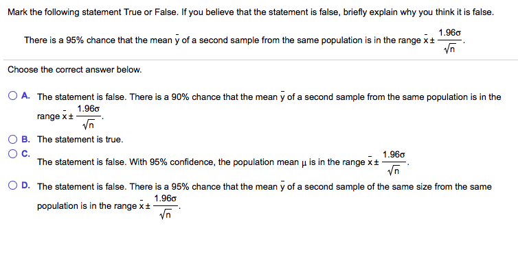 Solved Mark the following statement True or False. If you | Chegg.com