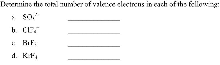 Solved Determine the total number of valence electrons in | Chegg.com