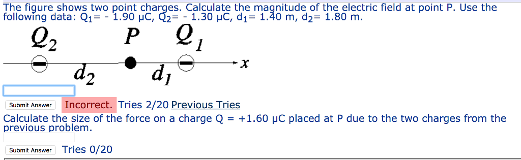 Solved The figure shows two point charges. Calculate the | Chegg.com