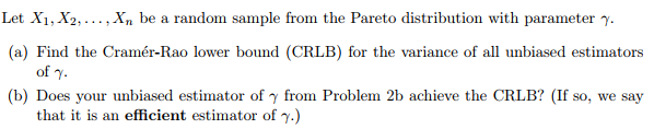 Solved (a) Find the Cramér-Rao lower bound (CRLB) for the | Chegg.com
