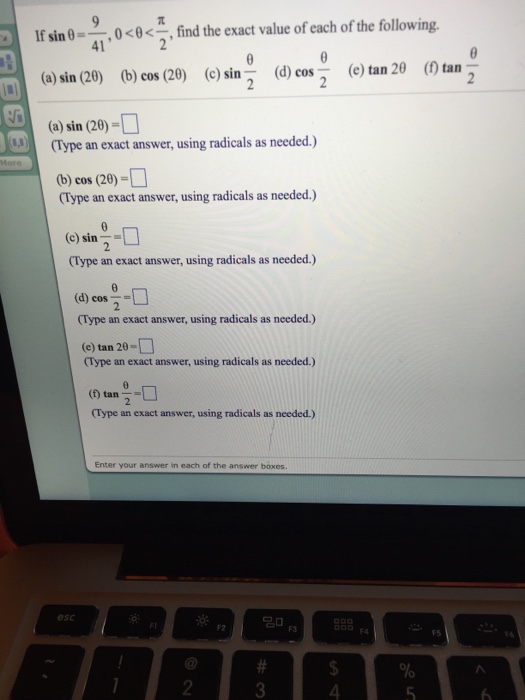 Solved If sin theta = 9/41, 0