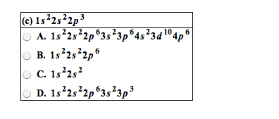 Solved For each electronic configuration given, choose the | Chegg.com