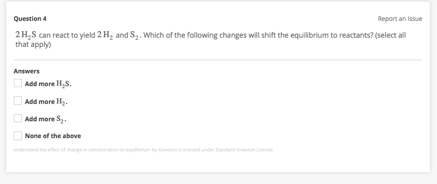 Solved Question 4 Report an Issue 2H2S can react to yield 2 | Chegg.com