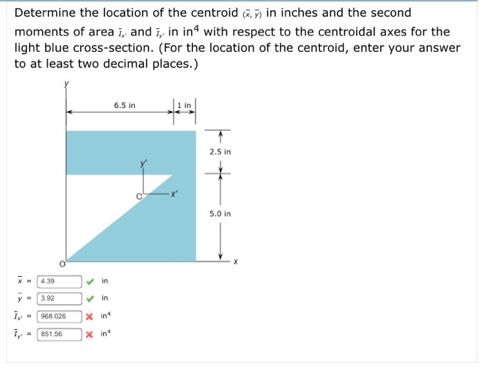 Solved Determine the location of the centroid (x bar, y bar) | Chegg.com