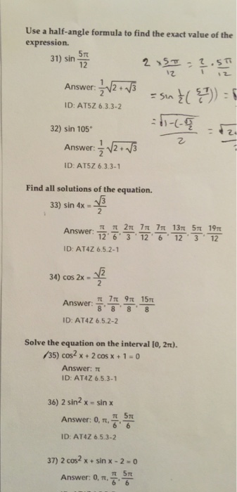 Solved Use A Half angle Formula To Find The Exact Value Of Chegg