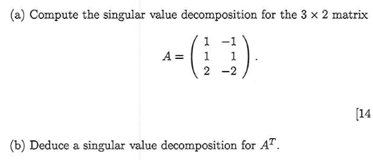 Solved Compute The Singular Value Decomposition For The 3 X