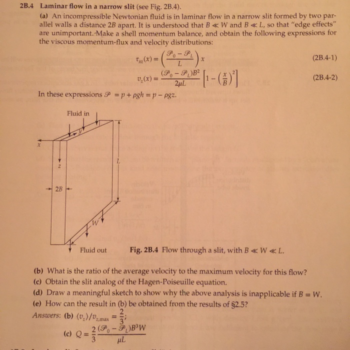 Solved Laminar flow in a narrow slit An incompressible | Chegg.com