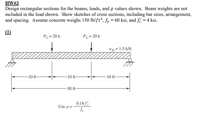 Solved HW#3 Design rectangular sections for the beams, | Chegg.com Solved HW#3 Design rectangular sections for the beams, | Chegg.com