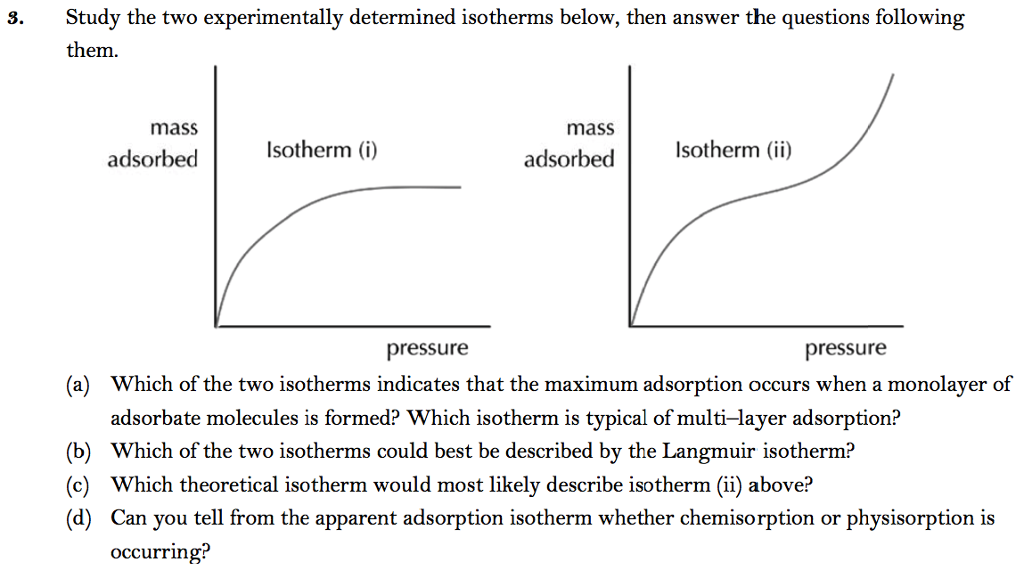 Solved Study the two experimentally determined isotherms | Chegg.com