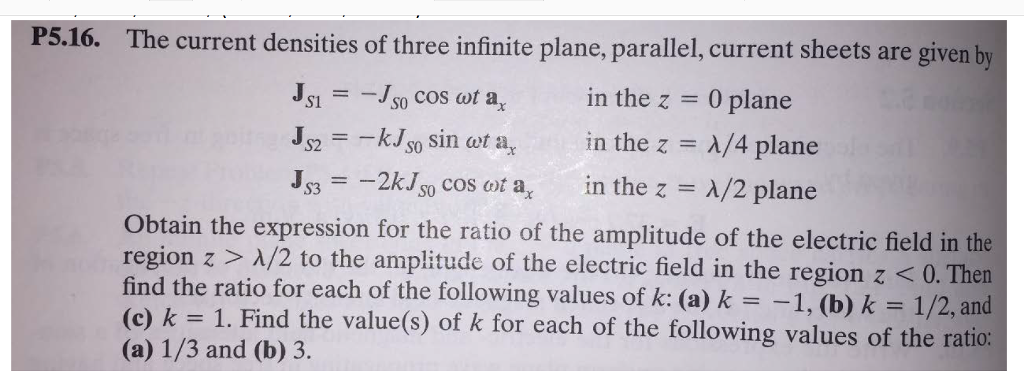 Solved The current densities of three infinite plane, | Chegg.com
