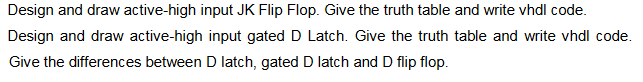 Solved Design and draw active-high input JK Flip Flop. Give | Chegg.com