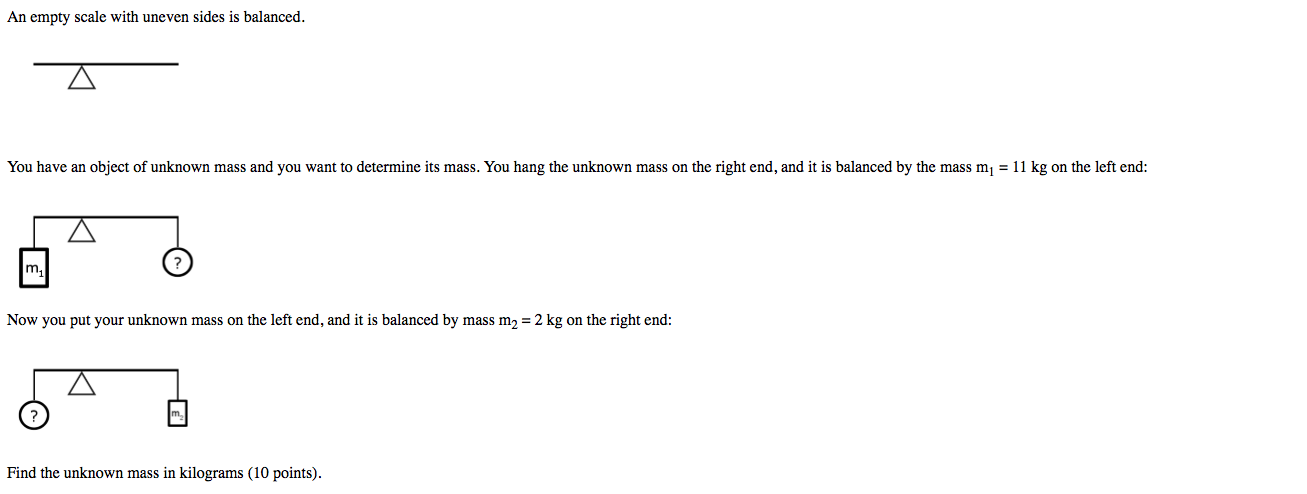 Solved An empty scale with uneven sides is balanced. You | Chegg.com