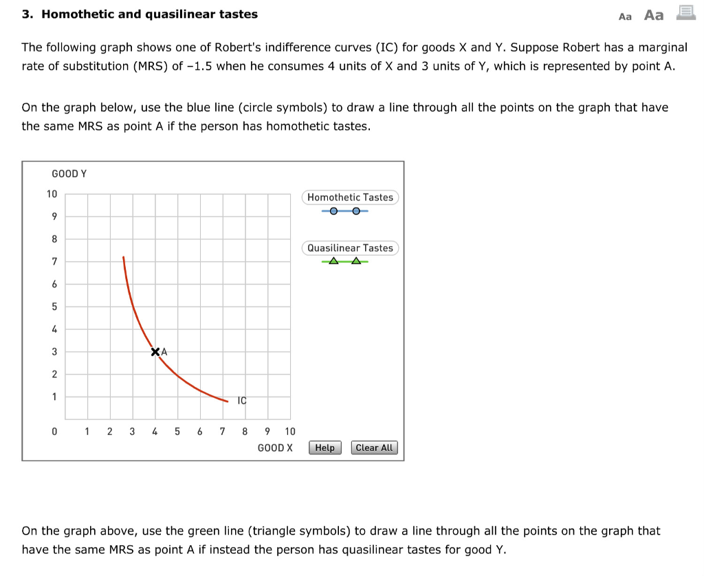 Solved Homothetic and quasilinear tastes The following graph | Chegg.com