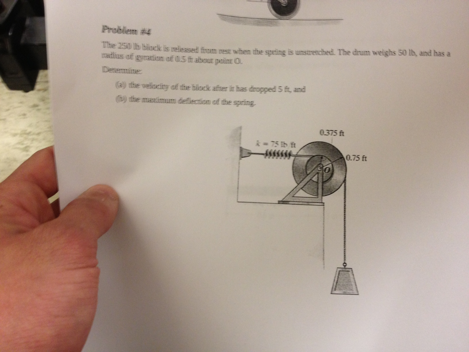 Solved The 250 Ib block is released from rest when the | Chegg.com